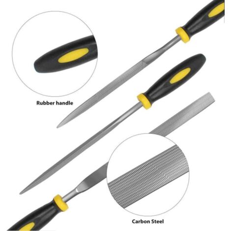 SHINING HOUSE Nadelfeilen-Set, 6 Stück, mit Metallgriff, 4 x 160 mm ...