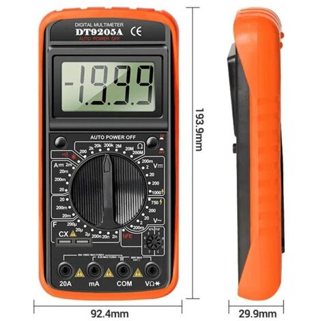 Multimetro digitale portatile con display LCD, vero valore efficace, AC ...