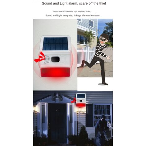 Alarma solar inalámbrica con luz estroboscópica y sonido, sirena ...