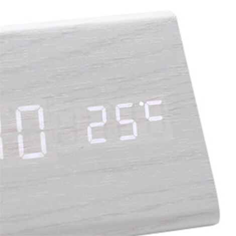 Reloj digital de madera con control de sonido, alarma LED con ...