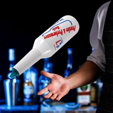 Coctelera de vino con botella de barman de estilo colorido. Práctica de ...