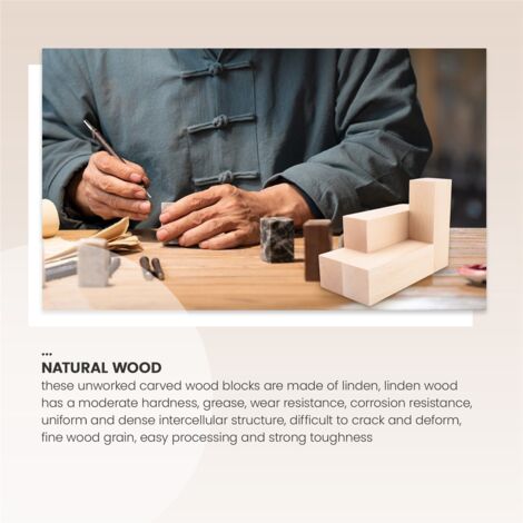 Bloques de madera para tallar grandes, juego de madera de tilo sin ...
