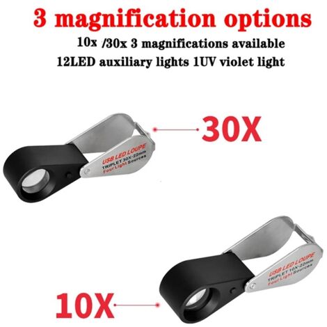 Lupa recargable de 13 LED con fuente de luz de cuatro colores y aumento ...