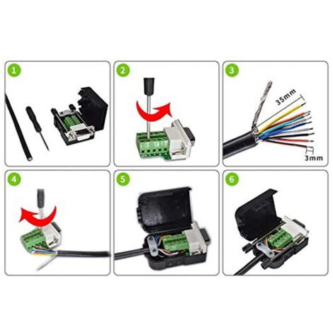 Conector Sin Soldadura DB9 RS232 D-SUB Serial una Terminal de Puerto 9 Pines Adaptador Macho ...