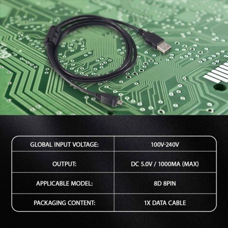 Cable USB 8D UC-E6 para Nikon Coolpix L110, L21, L22, S3000, S4000 ...