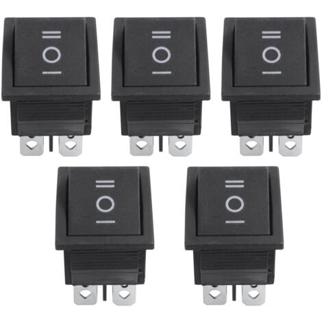 5 unidades de interruptor basculante DPDT de 6 pines, color negro, con ...