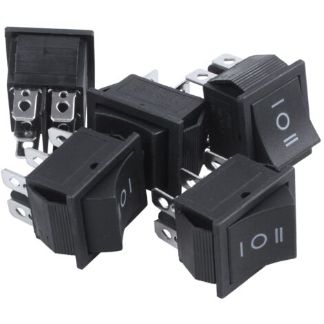 5 unidades de interruptor basculante DPDT de 6 pines, color negro, con ...