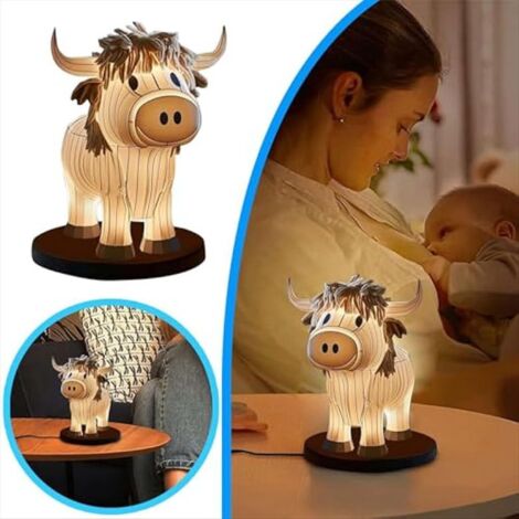 Lámpara de mesa con forma de vaca, luz nocturna rústica con forma de ...