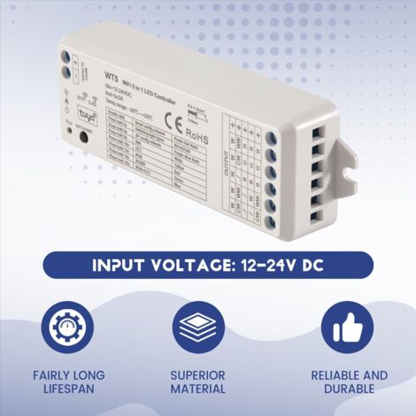 Controlador LED Tuya 5 en 1 con atenuador CCT, RGB, RGBW, RGBWW, RGBCCT ...