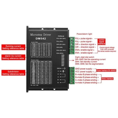 Controlador de motor paso a paso digital CNC DM542, 2 fases, 20-50 V CC, máx. 4,2 A, para motores pa