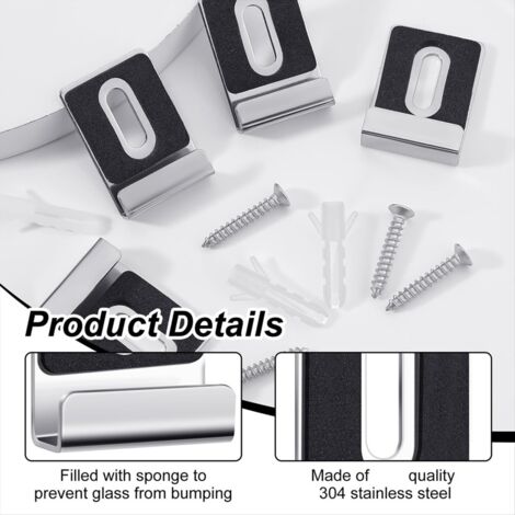 Kit de 12 clips metálicos para colgar espejos, incluye tornillo.