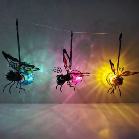 Estatua de insecto de hierro solar con luz LED de hadas, adorno ...