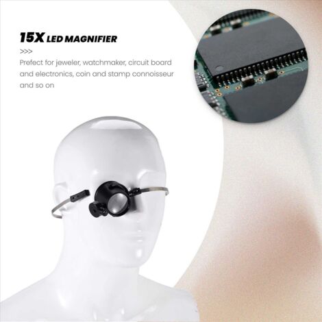 Lupa iluminada 15X / Lupa ocular LED para reparar relojes y gemas