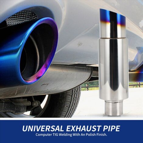 Car Universal Stainless Steel Rear Exhaust Pipe Muffler 370mm Blue