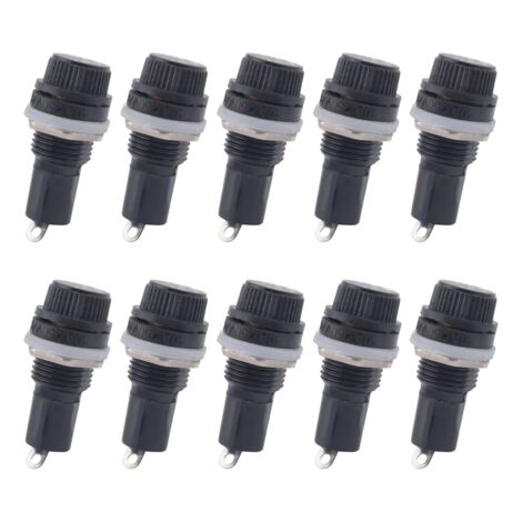 10Pcs 10A AC 250V 5mm x 20mm Panel Mounted Plastic Fuse Holder Socket