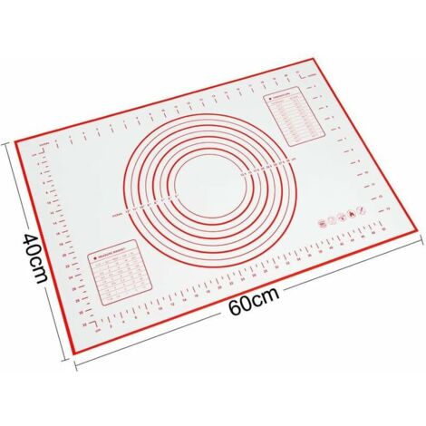 Antihaftbeschichtete Silikon-Backmatte, Teigmatte mit Maßen (rot, 60 x ...