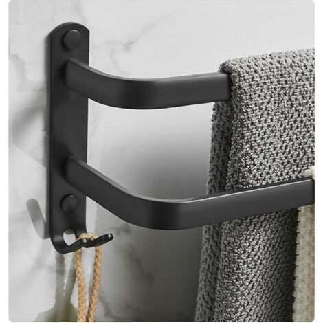 Wand-Handtuchhalter mit 2 Haken, Badezimmer-Handtuchhalter, Aluminium ...