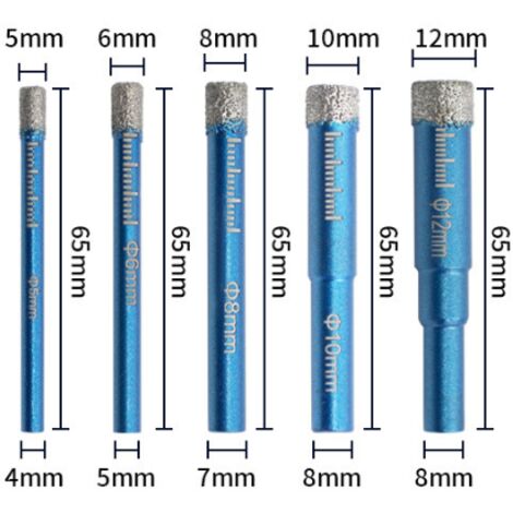 5-teiliges Diamantbohrer-Set – Diamant-Glasbohrer, Größen 5 mm, 6 mm, 8 ...