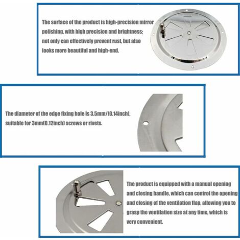 GABRIELLE Runder Luftauslass aus Edelstahl, 125 mm, verstellbarer ...