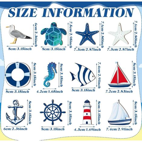 24 Stück maritime Anhänger, nautische Dekoration, maritimes Deko-Set ...