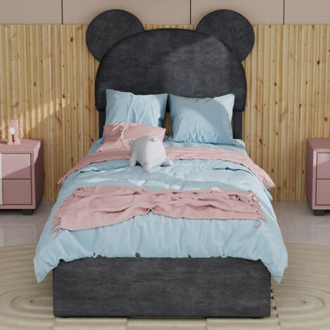 Cama individual 90x200 cm con arcón de almacenamiento con pistón ...