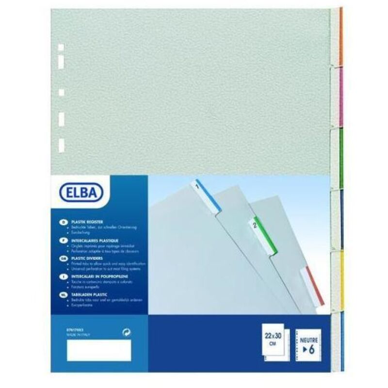 Elba 400006687 intercalaire Polypropylène (PP) Multicolore 6 pièce(s)