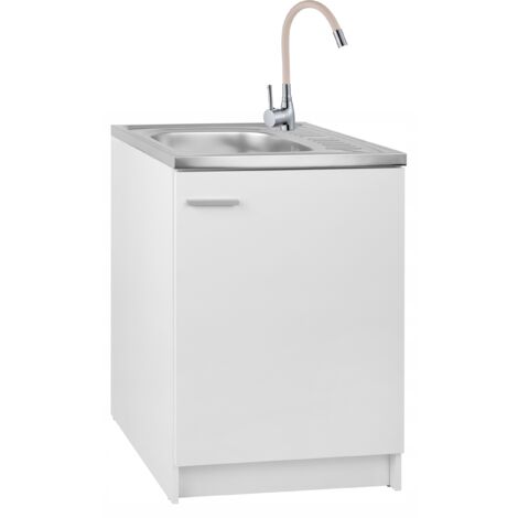 STAMAR Küchenschrank slim 60 - Weiß - Praktisch und Elegant - Mit Spüle ...