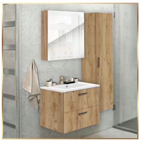 STAMAR Badezimmerschrank - 80x40 cm - Eiche Craft Gold - Elegant und ...