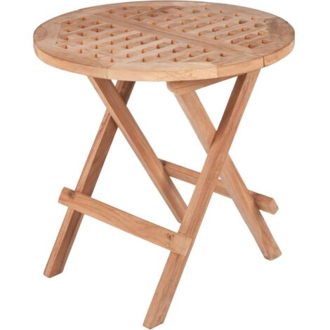 Teak Side Table 50 cm Teak Wood Round Folding Table Garden Table ...
