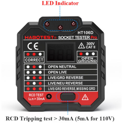 Testeur de Prise,Testeur de Circuit Electrique, Test 7 conditions de ...