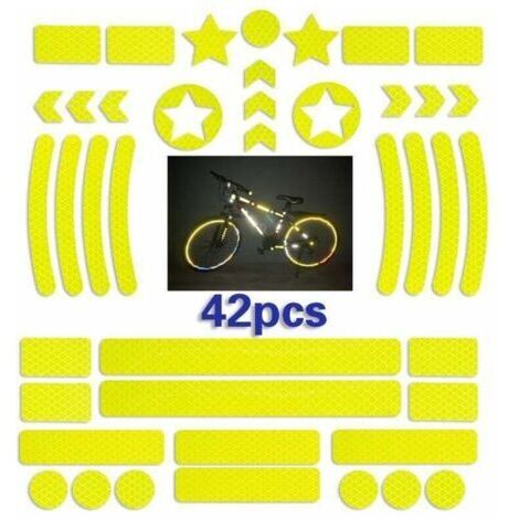 Reflektierende Aufkleber für Fahrradhelm & Fahrrad - 42 Stück Gelbe ...