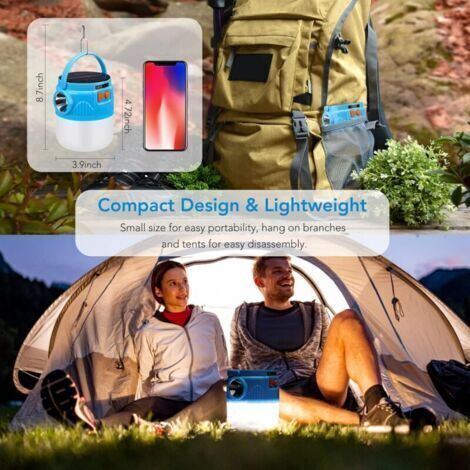 Solarlampe Camping 6000mAh - Wasserdichte LED Laterne mit Powerbank ...