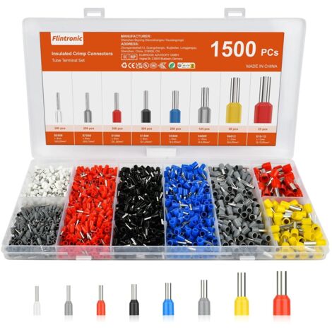 Terminales de crimpado eléctricos, 1500 piezas, 8 tipos de conectores ...