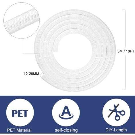 Manguito organizador de cables ajustable, 3 m de PET trenzado ...