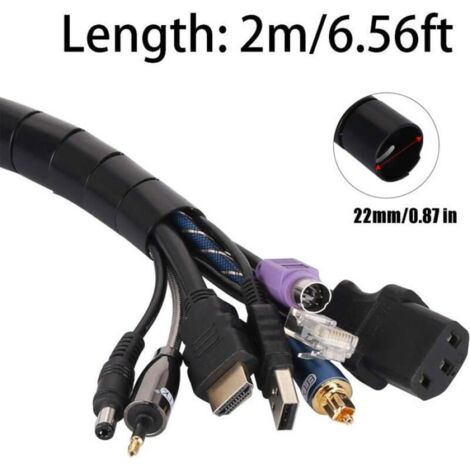 Cache-Câble 2m – Gaine Souple Électrique de Gestion des Câbles pour TV ...