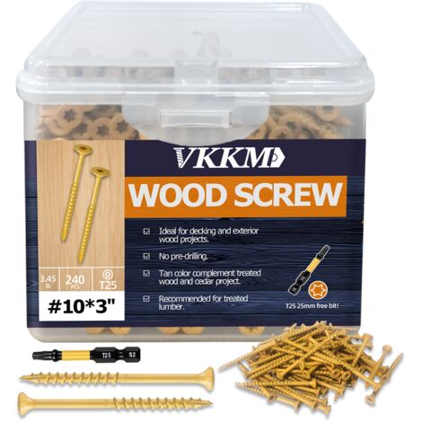 Vis à Bois Jaunes, 240PCS 103" - Fixation Bois Solide, Terrasse/Abri ...
