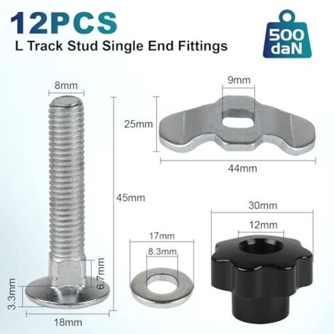 12x raccord à vis pour rail d'avion M8x45 raccord d'avion raccord d ...