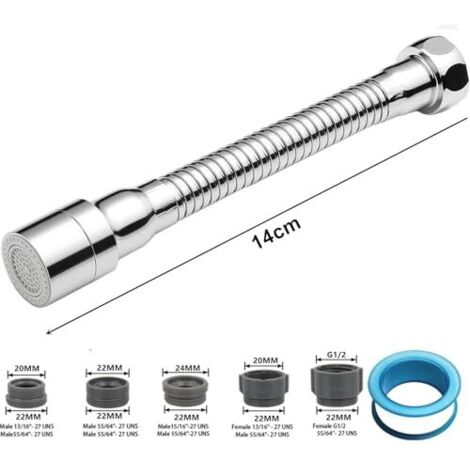 Rallonge flexible pour robinet de 14 cm, accessoire de robinet à 2 modes, accessoire de robinet ...