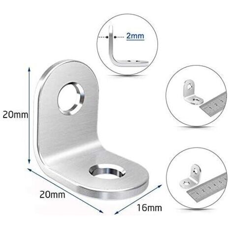Équerres de Fixation 50 Pcs Équerre Angle en Acier Inoxydable 90 Degrés ...