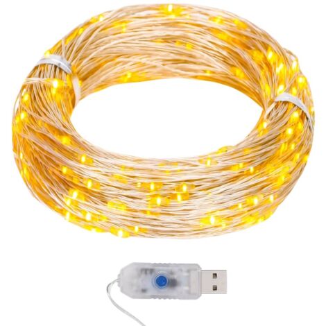 Guirlande lumineuse micro LED 40m 400LED blanc chaud 8fonctions