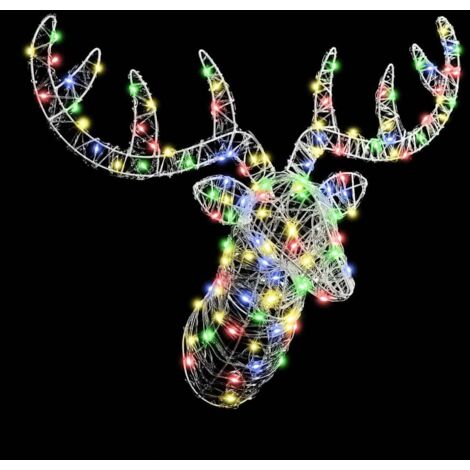 Tête de renne lumineuse 60 cm déco de Noël pour balcon et terrasse ...