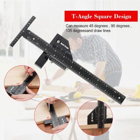 Marking Ruler, Stainless Steel T Type Hole Ruler Mitre Angle Ruler ...