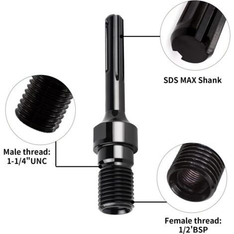 SDS MAX 1 1/4" UNC Diamond Core Drill Bit Adapter SDS MAX Adapter for ...