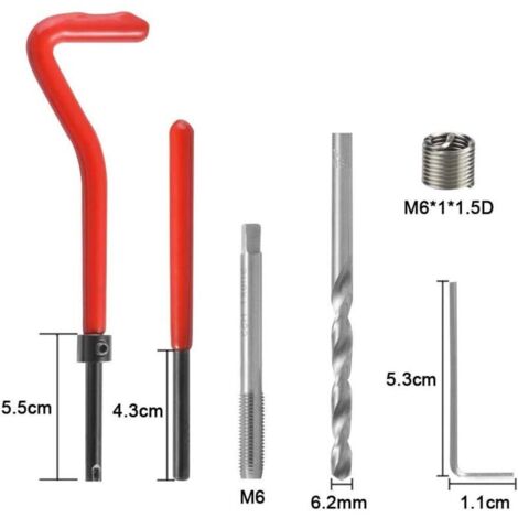 30Pcs Kit Reparation Filetage M6 INOX Foret Hélicoïdal Clé Hexagonale ...