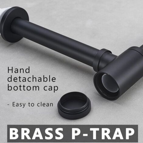 Siphon de Lavabo Noir Universel Tube Siphon de Lavabo Siphon en Acier ...