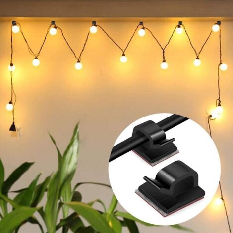 10PCS noir Clips Câbles,Attache Cable adhesif Rangement de Accroche ...