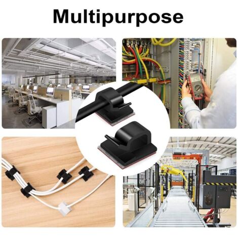 10PCS noir Clips Câbles,Attache Cable adhesif Rangement de Accroche ...