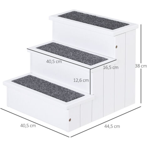 Escalier pour chien PawHut, 3 marches, 38 cm de hauteur, pour chiens de ...