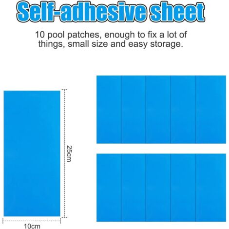 Kit de Réparation Piscine PVC, 10 Feuilles 25x10 cm, Patch Autocollant ...