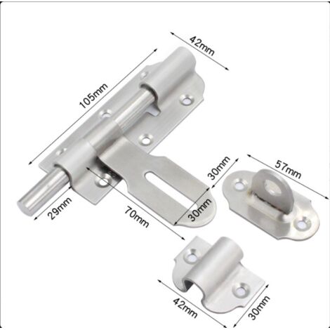 Targette porte ext. 105 mm inox Verrou coulissant avec cadenas, pour ...